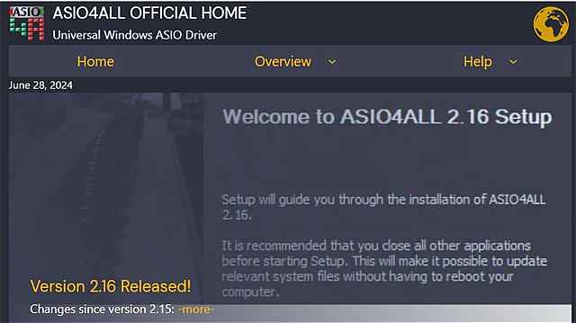 ASIO4ALL Ver2.16 に変更